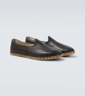 Sabah Leather Slip-on Shoes - Black