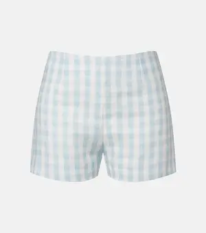 Faithfull The Brand Lila Gingham Linen Shorts - Blue