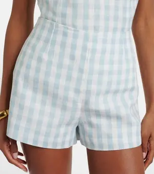 Faithfull The Brand Lila Gingham Linen Shorts - Blue