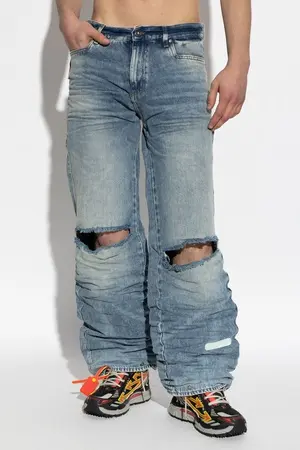 PDF Wrinkled-effect Bootcut Jeans