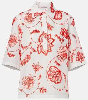 ERES Izana Embroidered Cotton-blend Shirt - Orange