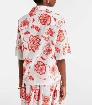 ERES Izana Embroidered Cotton-blend Shirt - Orange