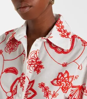 ERES Izana Embroidered Cotton-blend Shirt - Orange