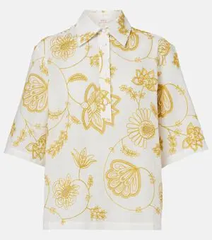 ERES Izana Embroidered Cotton-blend Shirt - Yellow