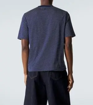 AMI Paris Striped Cotton Jersey T-shirt - Blue