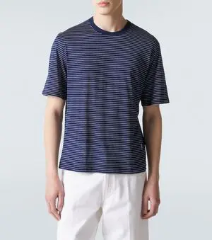 AMI Paris Striped Cotton Jersey T-shirt - Blue