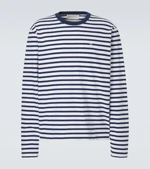 AMI Paris Striped Cotton Jersey T-shirt - Blue