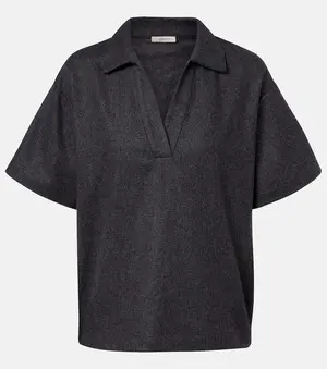 Asceno Modena Wool And Cashmere Flannel Polo Shirt - Grey
