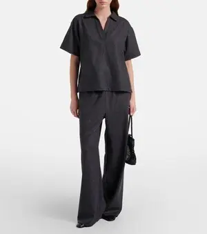Asceno Austin Wool And Cashmere Wide-leg Pants - Grey