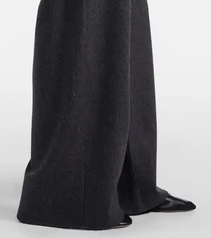 Asceno Austin Wool And Cashmere Wide-leg Pants - Grey
