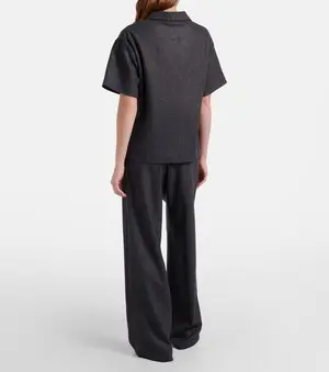 Asceno Austin Wool And Cashmere Wide-leg Pants - Grey