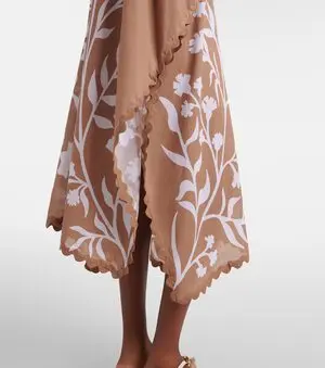 JULIET DUNN Floral Scalloped Cotton Kaftan