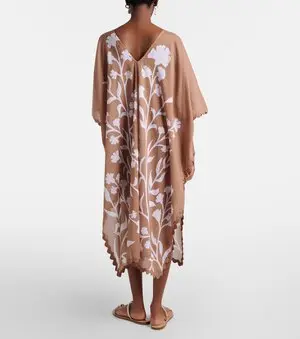 JULIET DUNN Floral Scalloped Cotton Kaftan