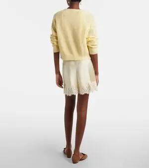 DÔEN Giulietta Lace-trimmed Silk Miniskirt - Yellow