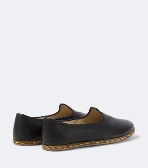 Sabah Leather Slip-on Shoes - Black