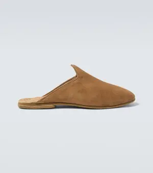 Sabah Colorblocked Suede Mules - Beige