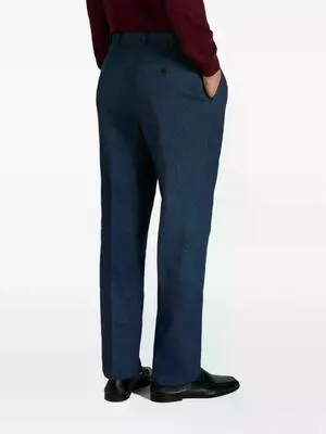 SLOWEAR Patterned Linen Trousers - Blue