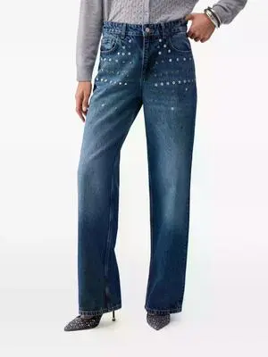 Liu Jo Fringed Studded Straight-leg Jeans