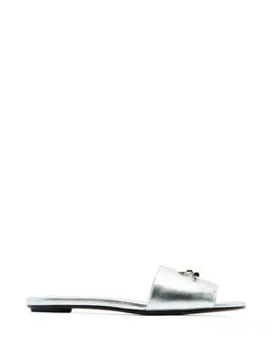 Alexander McQueen Open Toe Flat Sandals - Silver