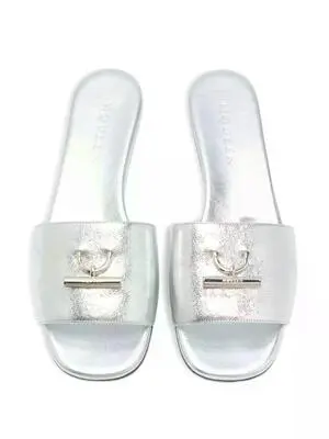 Alexander McQueen Open Toe Flat Sandals - Silver