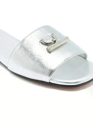 Alexander McQueen Open Toe Flat Sandals - Silver