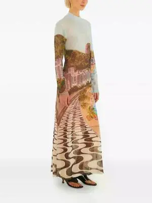Farm Rio Long-sleeve Printed Maxi Dress