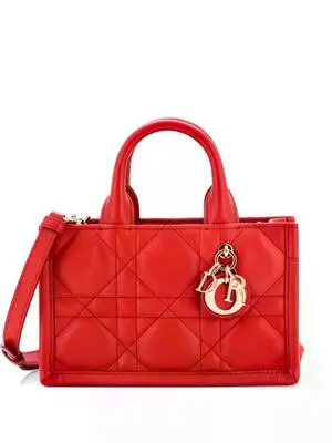 Dior Book With Strap Macrocannage Quilt Calfskin Mini Tote Bag - Red
