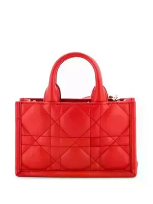 Dior Book With Strap Macrocannage Quilt Calfskin Mini Tote Bag - Red