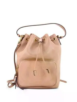 Prada Logo Drawstring Glace Calf Small Bucket Bag