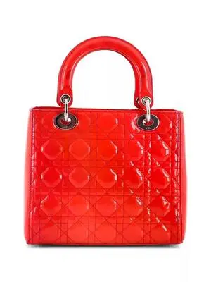 Dior Lady Nm Bag Cannage Quilt Patent Medium Satchel - Red