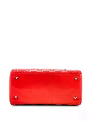 Dior Lady Nm Bag Cannage Quilt Patent Medium Satchel - Red