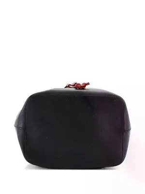 Fendi Drawstring Flap Leather Small Backpack With Zucca Embossed Detail