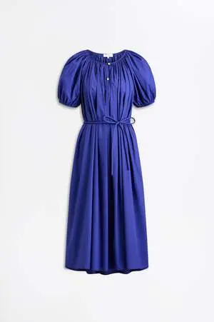 Scanlan Theodore Parachute Cotton Poppy Midi Dress - Cobalt