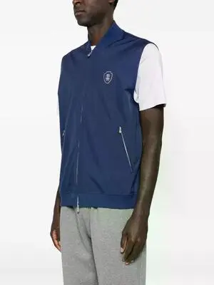 Brunello Cucinelli Logo-embroidered Gilet - Blue