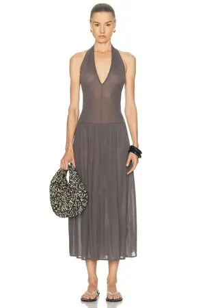 ST. AGNI Fluid Jersey Halter Dress - Soot