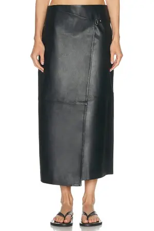 ST. AGNI Leather Wrap Skirt