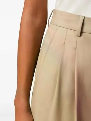 AMI Paris Wool High Waist Wide Leg Trousers With Double Pleats