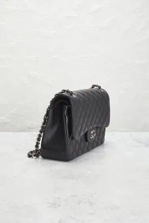 Chanel Caviar Jumbo Classic Double Flap Bag - Black