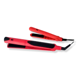 PURSONIC Professional Salon Quality Flat Iron Hair Straightener With A Free Travel Straightener - Red