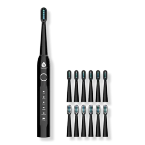 PURSONIC Usb Rechargeable Electric Toothbrush With 12 Brush Heads - Black