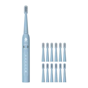 PURSONIC Usb Rechargeable Electric Toothbrush With 12 Brush Heads - Blue