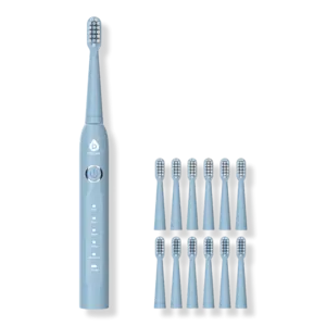 PURSONIC Usb Rechargeable Electric Toothbrush With 12 Brush Heads Blue