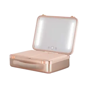 BEAUTIFECT Cordless Led Lighted Makeup Vanity Case With Mirror - Gold