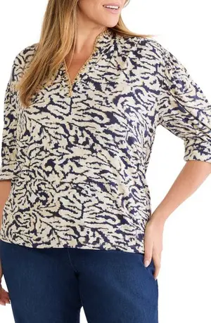 NIC+ZOE Printed Elbow-sleeve Top