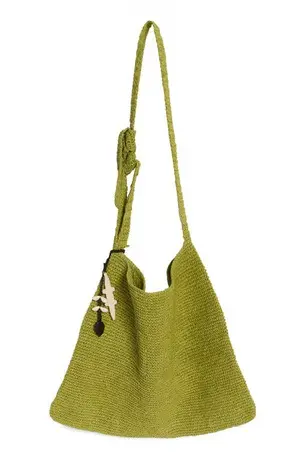Free People Coastal Crush Straw Tote - Matcha