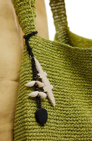 Free People Coastal Crush Straw Tote - Matcha