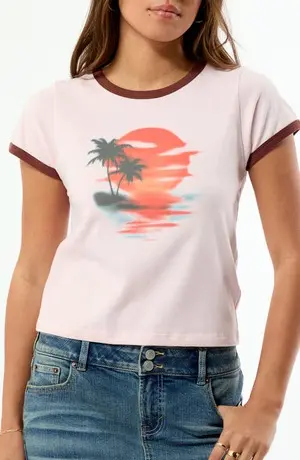 PACSUN Sunset Skimmer Ringer Graphic T-shirt