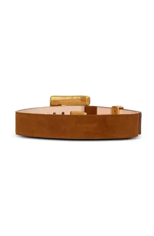 Balmain Anthem Suede Leather Belt - Brown
