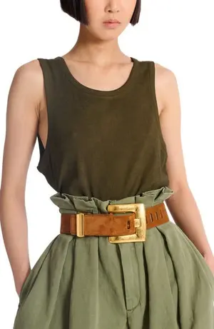 Balmain Anthem Suede Leather Belt - Brown