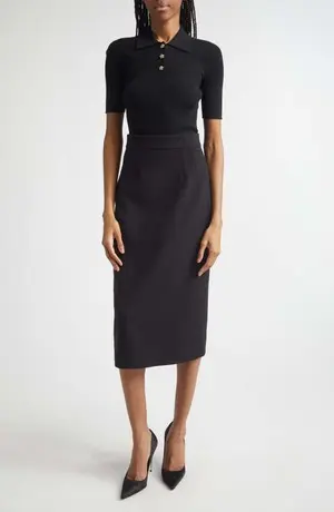 Dolce & Gabbana Virgin Wool Midi Pencil Skirt